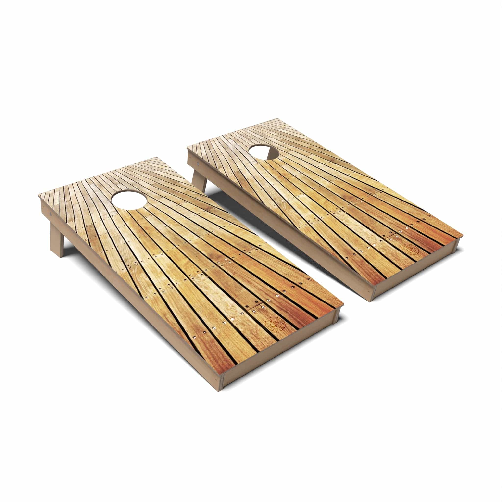 Rustic Wood Cornhole Boards - Backyard