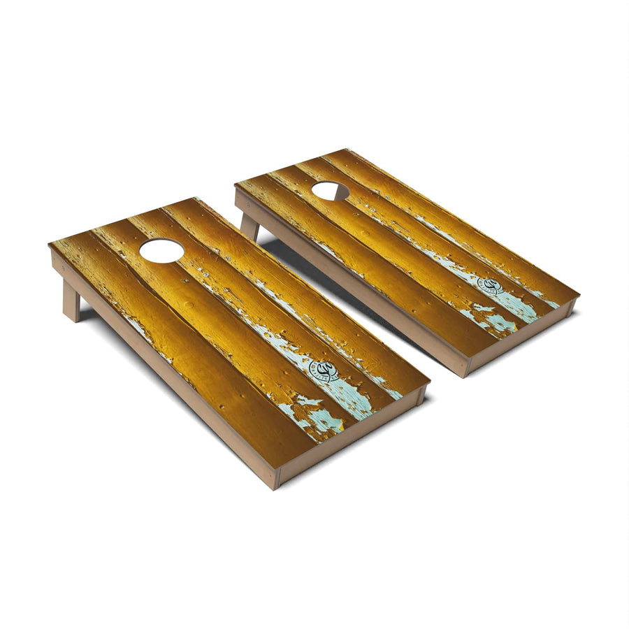 Rustic Wood Cornhole Boards - Backyard