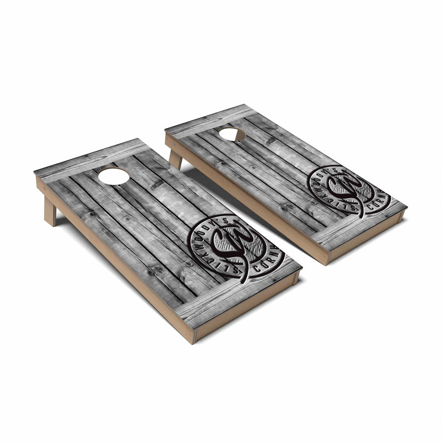 Rustic Wood Cornhole Boards - Backyard