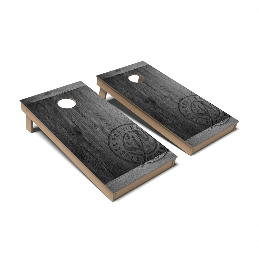 Rustic Wood Cornhole Boards - Backyard