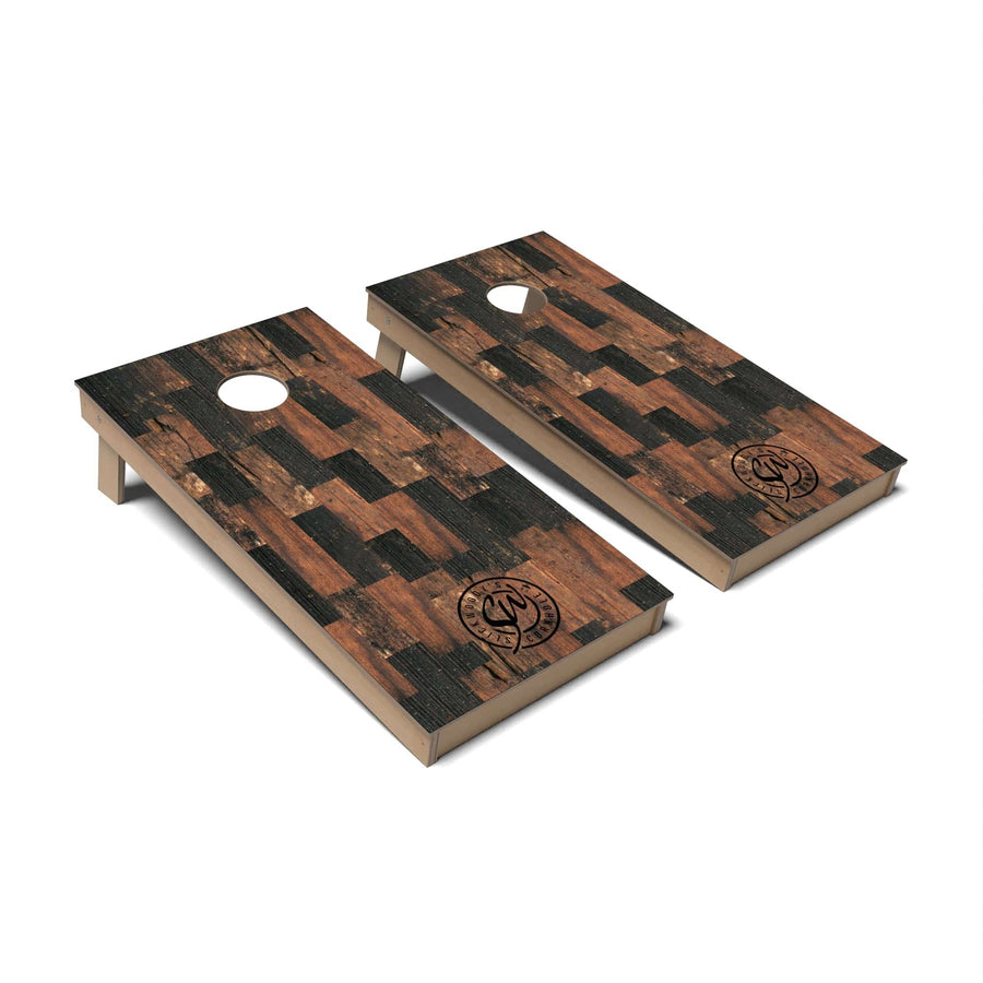 Rustic Wood Cornhole Boards - Backyard