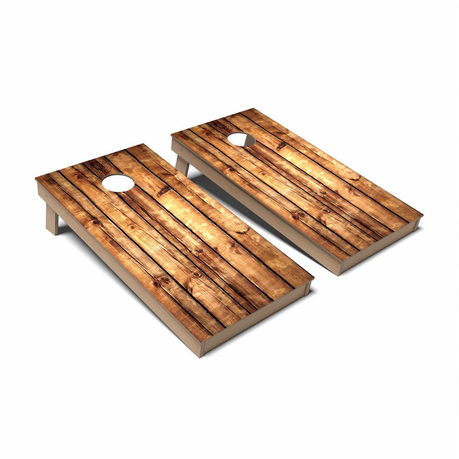Rustic Wood Cornhole Boards - Backyard
