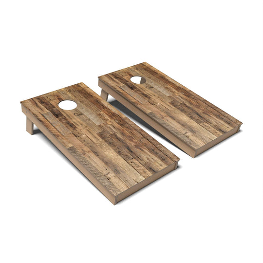 Rustic Wood Cornhole Boards - Backyard