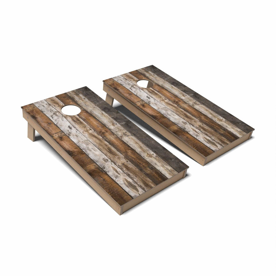Rustic Wood Cornhole Boards - Backyard